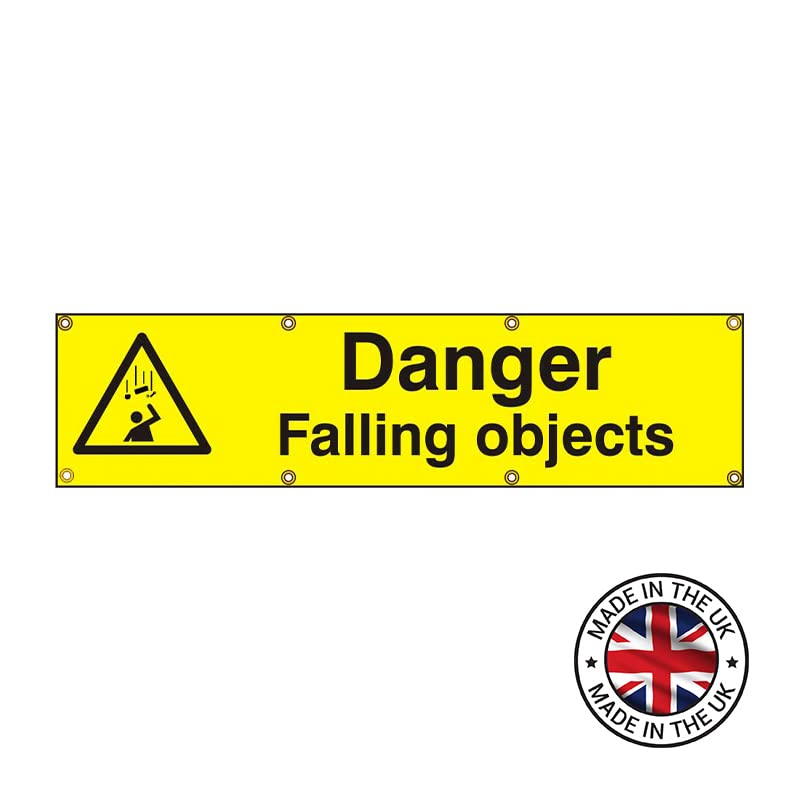 Danger Falling Objects Sign Weatherproof PVC with Brass Eyelets W1200mm ...