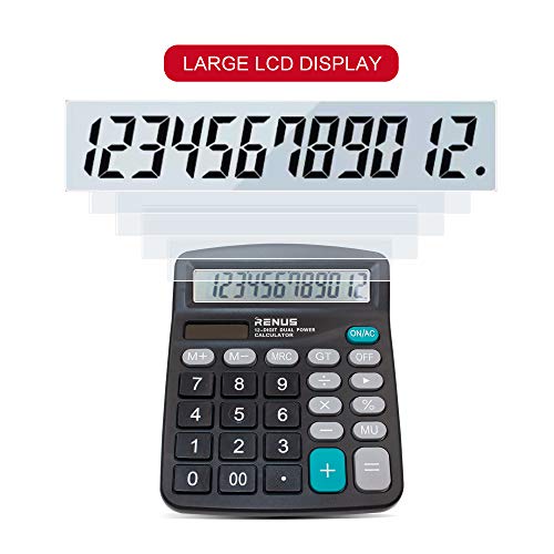 RENUS Calculator Electronic Desktop Calculator 12 Digit Large Display ...