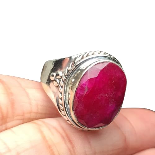 Amazon.com: Ruby Ring, Red Stone Ring, Oval Stone Ring, Raw Ruby Ring, Bohemian Ring, Wedding ...