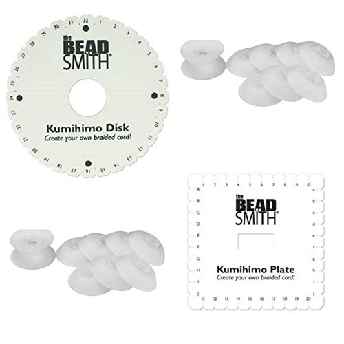 Kumihimo Kit, 6 Inch Round, 6 Inch Square Disk Plus 16 Bob-eez - Want It All
