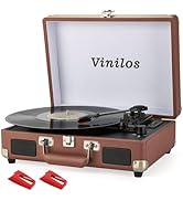 Amazon.com: Portable Retro Bluetooth Vinyl Record Player with Hi-Fi ...