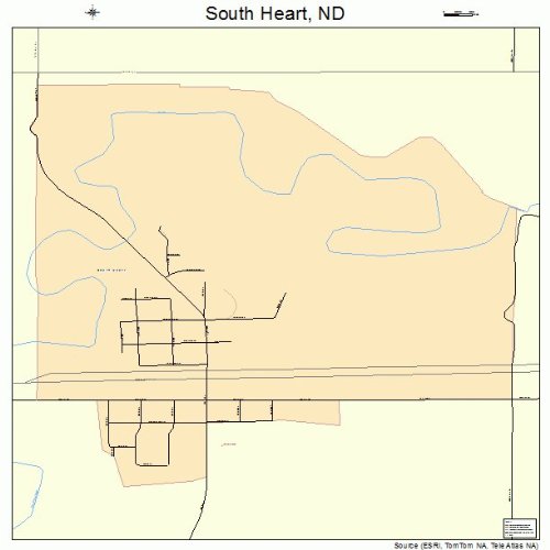 Large Street & Road Map of South Heart, North Dakota ND - Printed ...