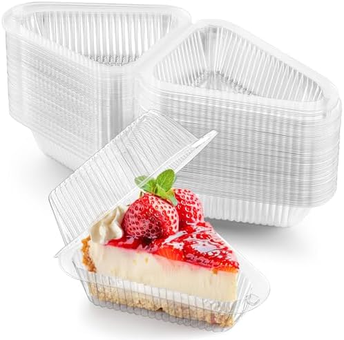 Amazon.com: Zezzxu 100 Pack Cake Slice Containers with Hinged Lids ...