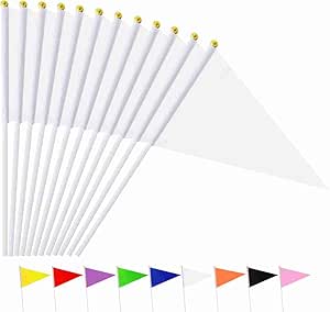 Amazon.com: Ckexin 25Pack Solid White Pennant Stick Flag Small Mini ...