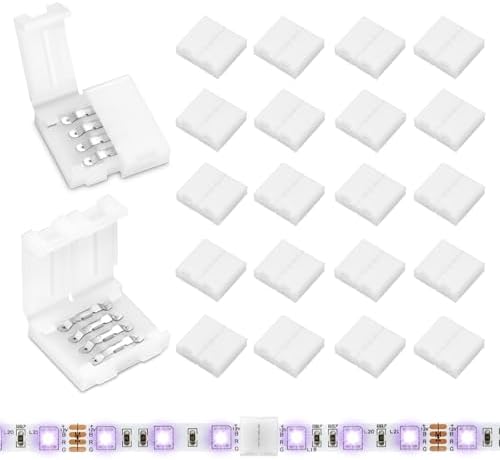 Pmxary 20Pcs 4 Pin LED Strip Connectors for 10mm Wide RGB LED Strip ...