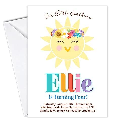 Amazon.com: Our Little Sunshine Birthday Party Invitation, Sunshine ...