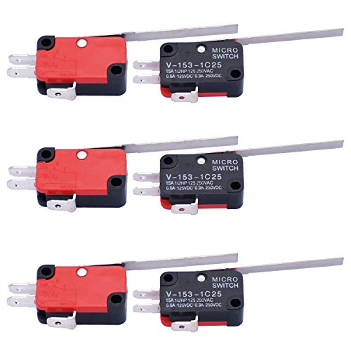 Snapklik.com : 6Pcs Micro Limit Switch Long Straight Hinge Lever Arm ...