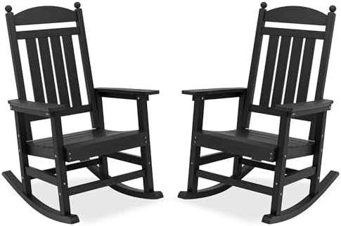 Amazon.com : Cozyman Outdoor Rocking Chairs Set of 2, All Weather ...