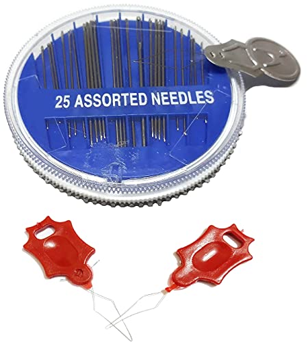 Hesch 9 Brand Hemming Needle Set, 25 Assorted Sizes Hemming Needles with Plastic Wire Loop ...