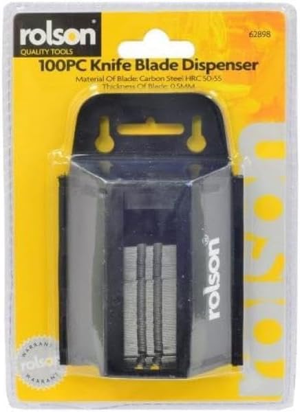 Rolson 62898 100 pc Utility Knife Blades with Dispenser : Amazon.co.uk ...