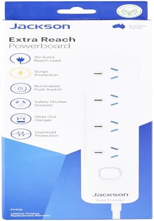 Jackson 4 Power Outlets Extra Reach Powerboard : Amazon.com.au: Electronics