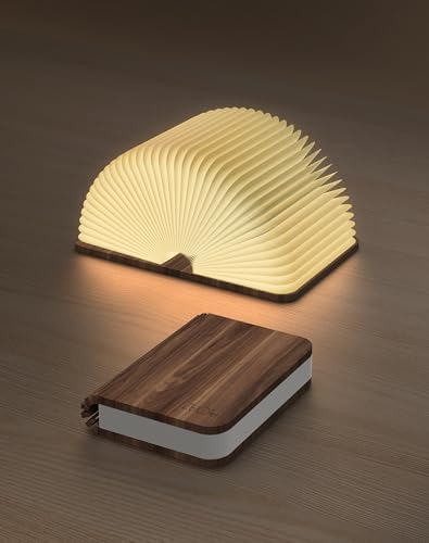 DLUFYEI Wooden Book Light, LED Night Reading Light, Foldable Book lamp ...