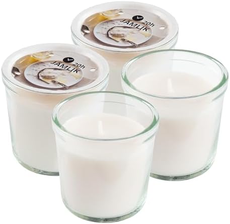 Ikea JAMLIK Cream Scented Candles in Glass Jars, Vanilla & Warm Milk, 7 ...