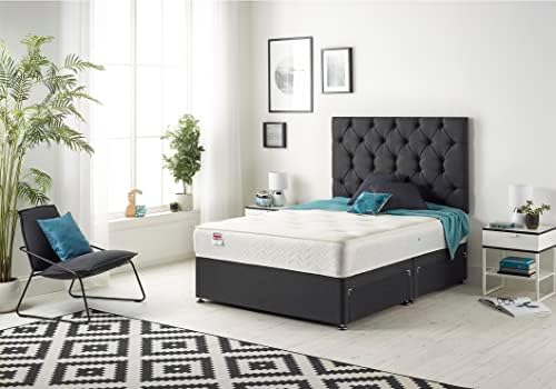 Grey Divan Small Double Bed Linen Look Fabric Divan Bed With 10” Memory ...