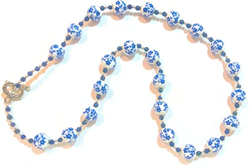 Amazon.com: Blue and White Ceramic Porcelain, Blue Coral Beads Necklace ...