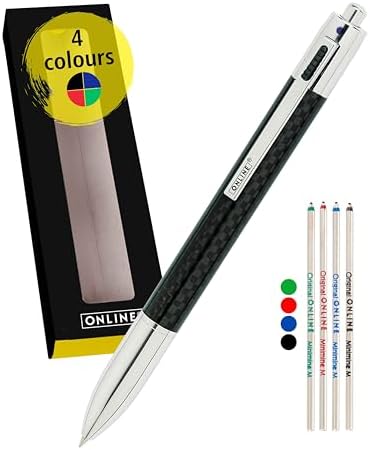 Online Multipen 4-in-1 Multi-Coloured Pen in Carbon Design in gift box ...
