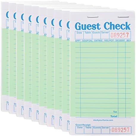Amazon.com: Stock Your Home Green Guest Check Books for Servers (10 ...