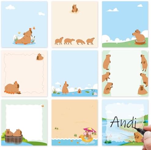 Amazon.com : Lovarywow Capybara Sticky Notes Gifts - 9Pack Cute Sticky ...
