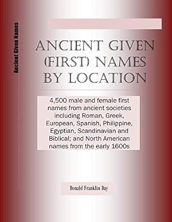 Ancient Given (first) Names by Location: 4,500 first names from ancient ...