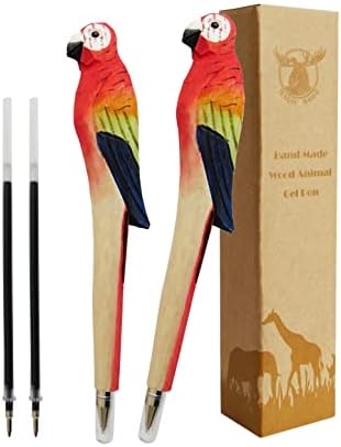 Amazon.com: MAGIC WOOD 2PCS Wood Carved Animal Gel Pen 100% Handmade ...