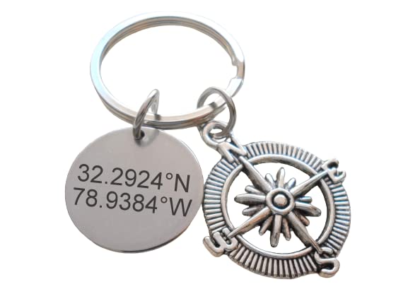 Amazon.com: Custom Compass Keychain with Engraved Steel Disc for ...