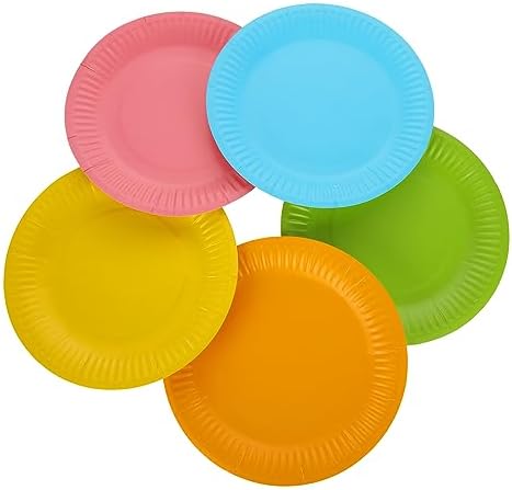 SHUESS 250 Pcs Coloured Paper Plates - 7 Inch Colorful Party Paper ...