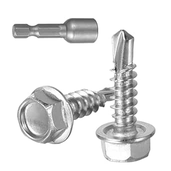 COCO Park #8 x 1" Hex Washer Head Self Drilling Screws 410 Stainless ...