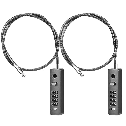 2 Pack Combination Lock 4-Digit Steel Cable Combination Padlock ...