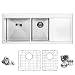 BAI 1235 Stainless Steel 16 Gauge Kitchen Sink Handmade 48-inch Top ...