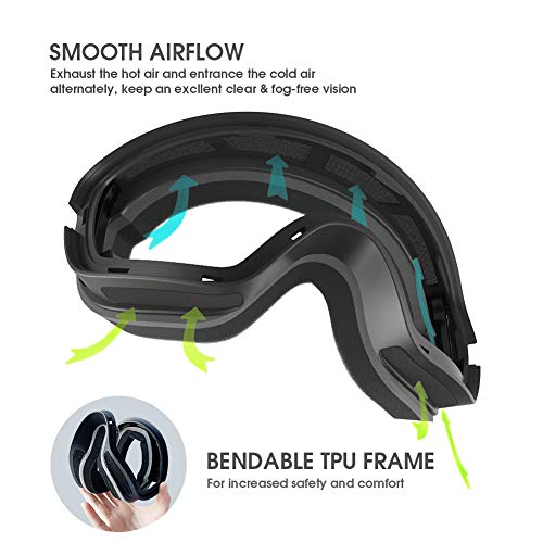 EXP VISION Snowboard Ski Goggles for Men, Women and Youth Snow Goggles ...