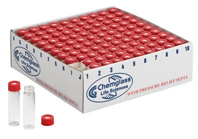 Chemglass CG-4912-05 Series CG-4912 Vial with Red Pressure Relief Cap ...