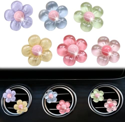 Amazon.com: Joynaamn 6 PCS Car Accessories for Women, Flower Air Vent ...