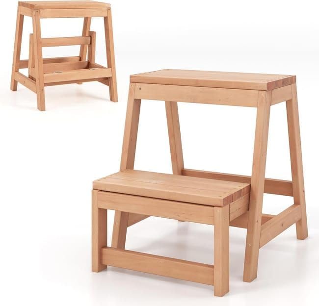 Convenient & foldable wooden step stool for home Price History ...
