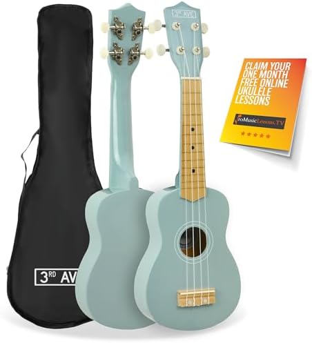 3rd Avenue Soprano Ukulele Beginner 21 Inch 4 Nylon Strings with Free ...