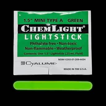 Cyalume ChemLight Mini Light Stick, Military Grade, 4 Hours Duration, 1 ...