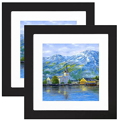 NA Square Picture Frames 7×7 in for Photo 5×5 in with Mat Solid Wooden ...