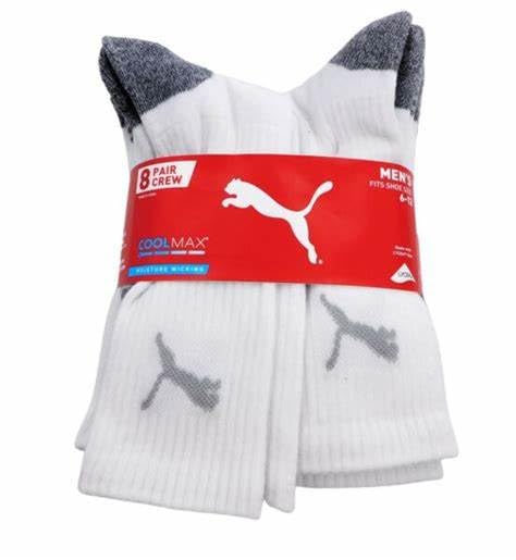 Amazon.com: Puma Men's Cool Max Moisture Wicking Athletic Crew Socks, 8 ...