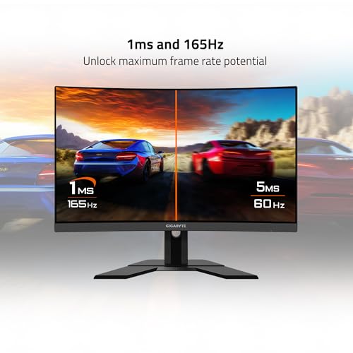 GIGABYTE G27QC A (27" 165Hz 1440P Curved Gaming Monitor, 2560 x 1440 VA ...