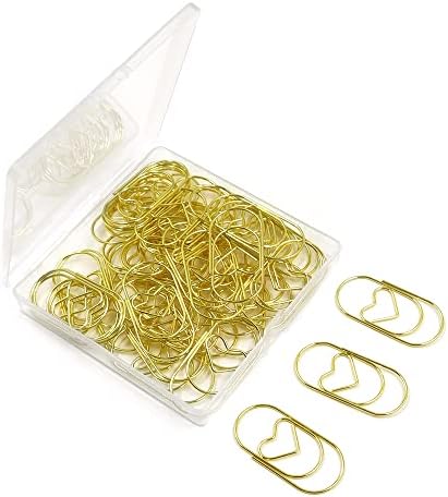 100pcs Mini Gold Heart Paper Clips, Small Cute Love Shaped Paper Clips ...