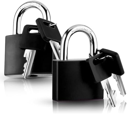 Andibro 2 Pcs Aluminum Padlocks with Keys, Anti-Rust Solid Keyed Locks ...