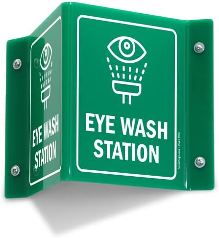 Amazon.com: SmartSign "Eye Wash Station" Two-Sided V-Shaped Projecting ...