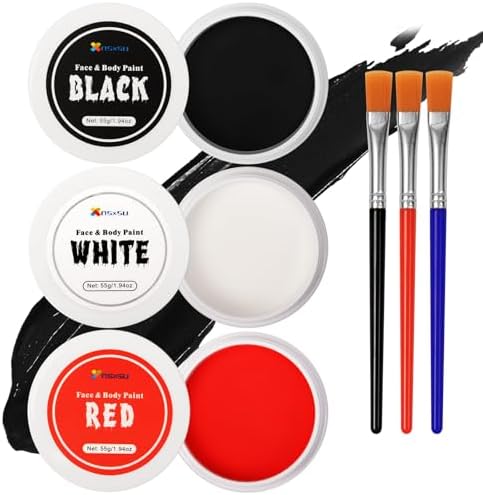 Amazon.com: nsxsu Halloween Makeup Kit, White + Black + Red Face Paint ...
