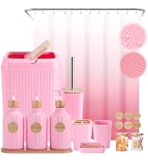 Amazon.com: XLHOMO Pink Bathroom Accessories Set 8 Piece Pink and Gold ...