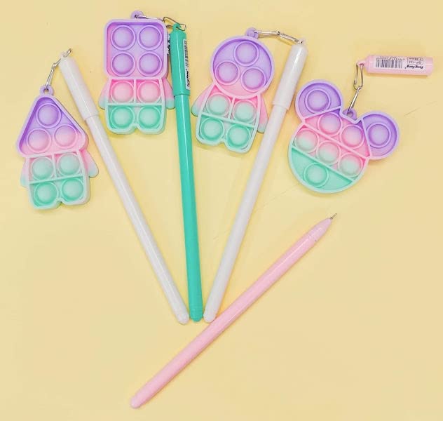 AMANVANI Cartoon Pop it Pen for Girls Kids Unicorn Gel Pen Cartoon ...