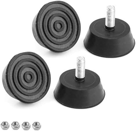WJUAN 4 Pack Black Adjustable Furniture Feet - 38mm Rubber Base, M6 ...