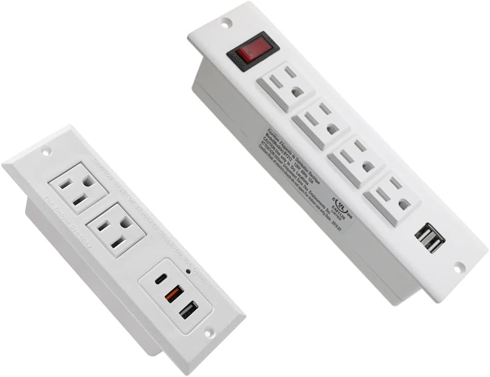 Amazon.com: 20W Recessed Power Strip USB C Fast Charge Desk Power ...