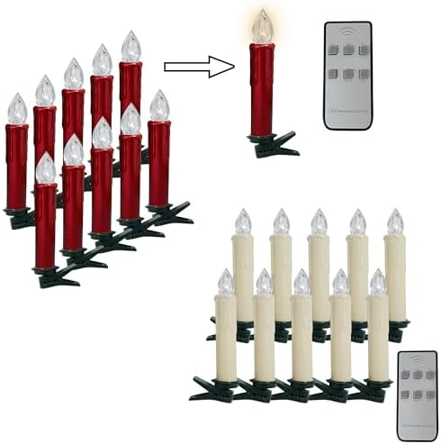 Amazon.com: 20pcs Candlesticks LED Taper Candle,Red Remote LED Candle ...
