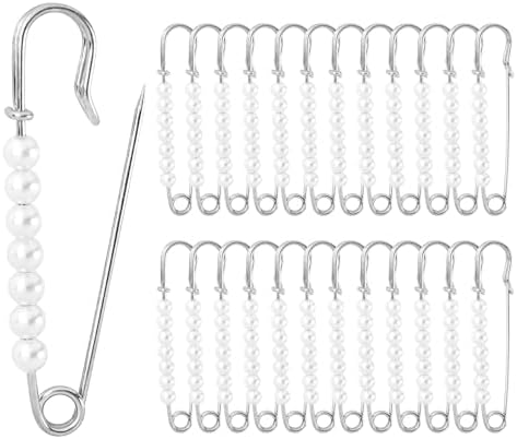 Amazon.com: Hanycon Faux Pearl Safety Pins, 10pcs 2.76inch Sweater ...