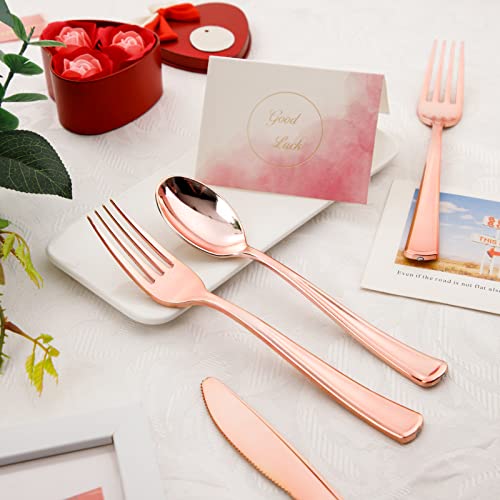 Snapklik.com : WELLIFE 300PCS Rose Gold Plastic Silverware - Rose Gold ...