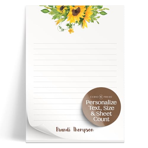 Amazon.com: Personalized Notepad with Name & Sunflowers For Women ...